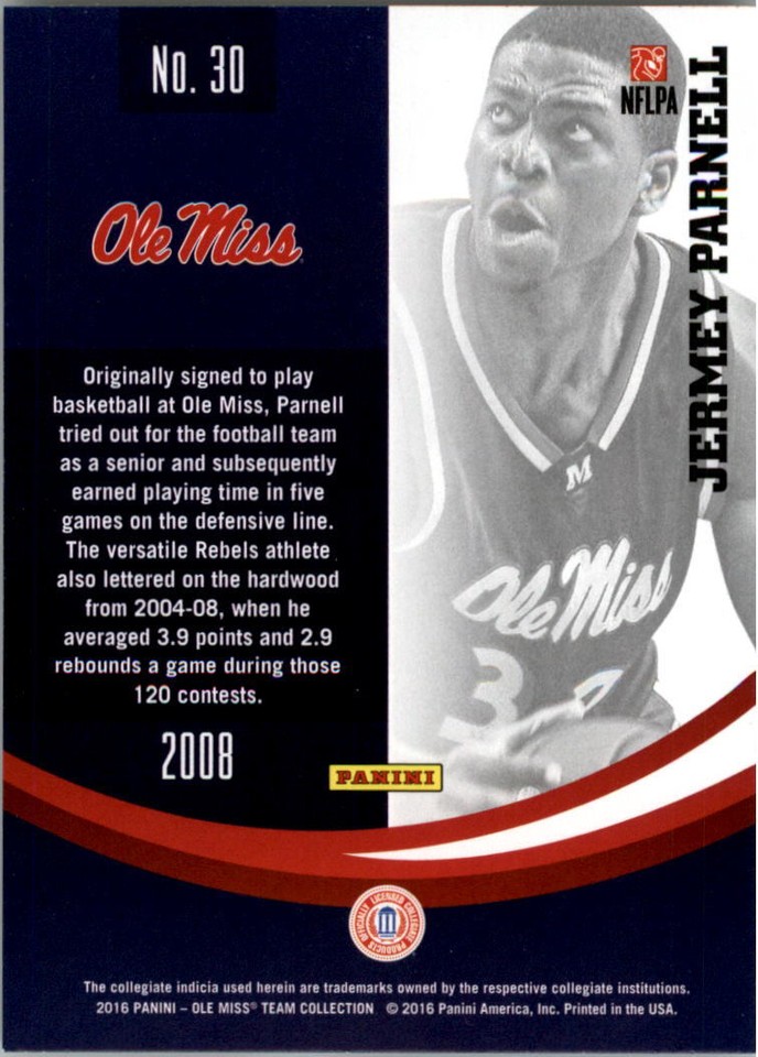 2016 Panini Ole Miss Silver #30 Jermey Parnell - NM-MT | eBay