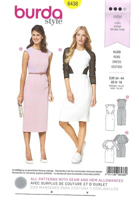 Burda 6438 Figure-Fitting Dress w Color Blocking Sz 8-18 UNCUT Sewing ...