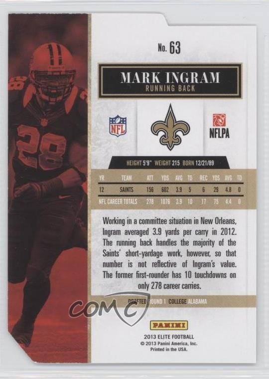 2013 Panini Elite Status Gold Die-Cut /49 Mark Ingram #63 | eBay
