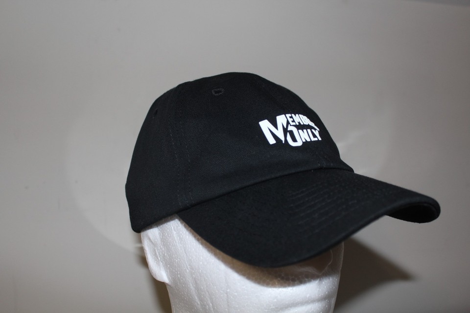 Members Only Adjustable Baseball Cap Hat White Lettering Black | eBay