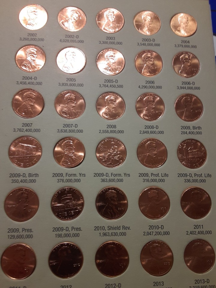 Near Complete lincoln Wheat Penny Set 1909-2022 p d s mint Cent missing ...