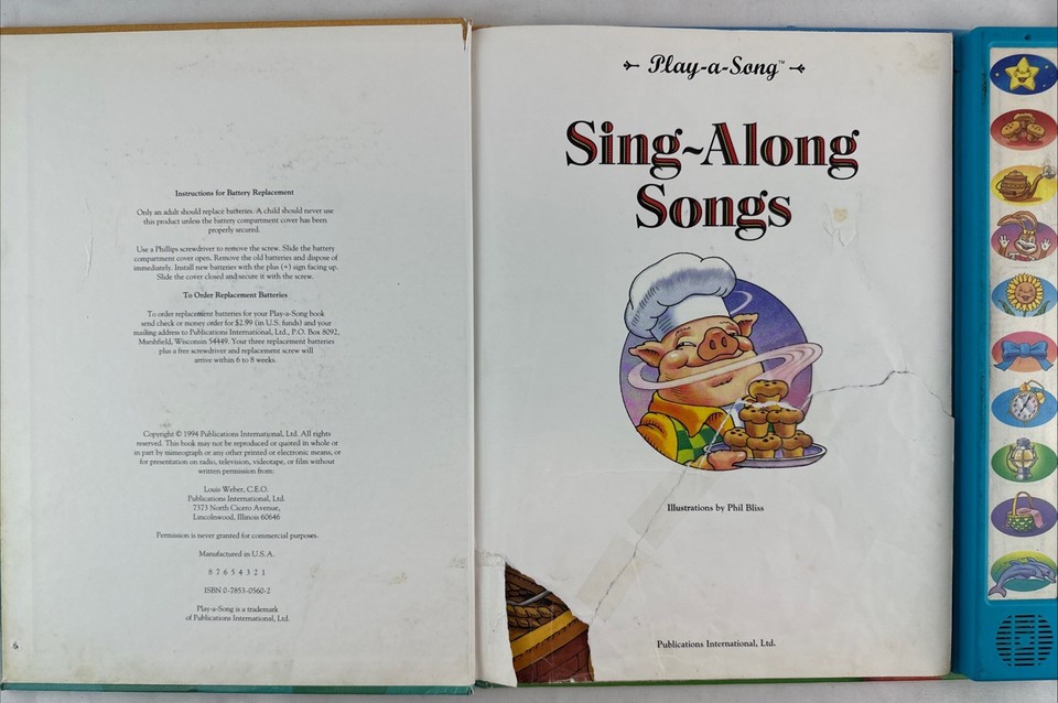 2 Vintage Play-a-Song Books Animal Songs & Sing Along Children's Works ...