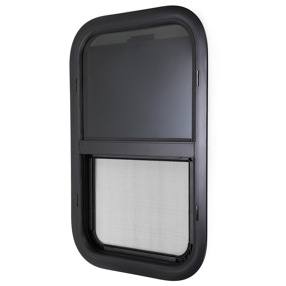 24" x 15" For Camper Cargo Trailer Slider RV Window W/ Trim Ring Screen ...
