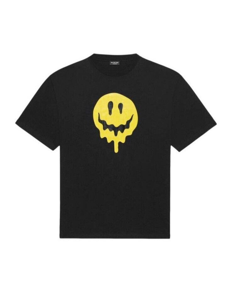 Balenciaga yellow dripping smiley face t shirt - Gem
