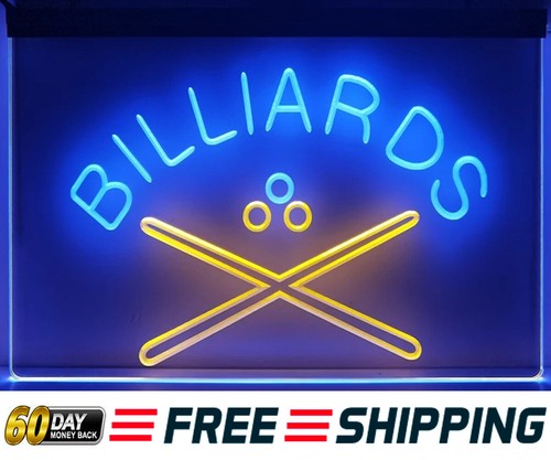 Billiards Pool Snooker Room LED Neon Light Sign Cue Bar Pub Wall Art ...