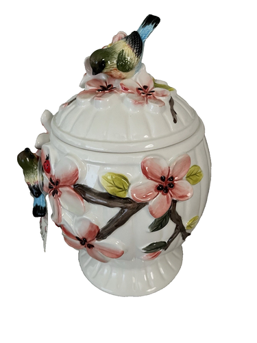 CORNER RUBY BOTANICAL COLLECTION GORGEOUS 3D CANISTER JAR LILIES FLORAL ...