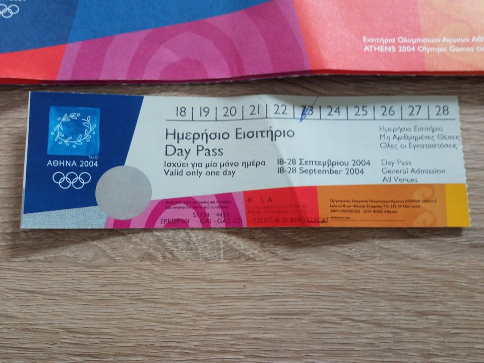 Athens 2004 Olympics Ticket Stub Day Pass General Admission All Venues ...