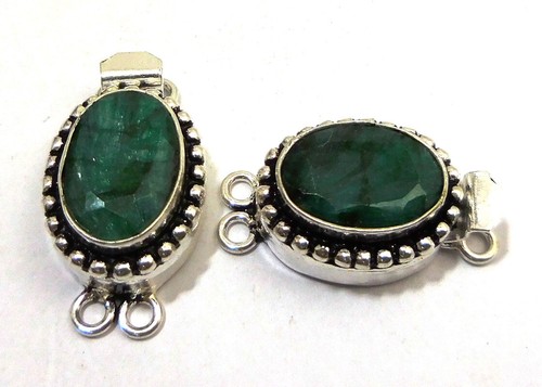 5 PCS EMERALD BOX CLASP 2 STRAND ANTIQUE STERLING SILVER PLATED 693 | eBay