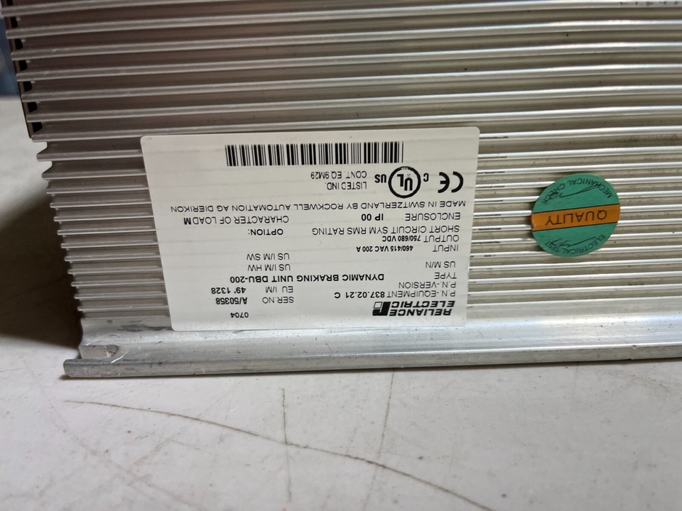 Reliance Electric DBU-200 Dynamic Braking Unit P.N.-EQUIPMENT 837.02.21 ...