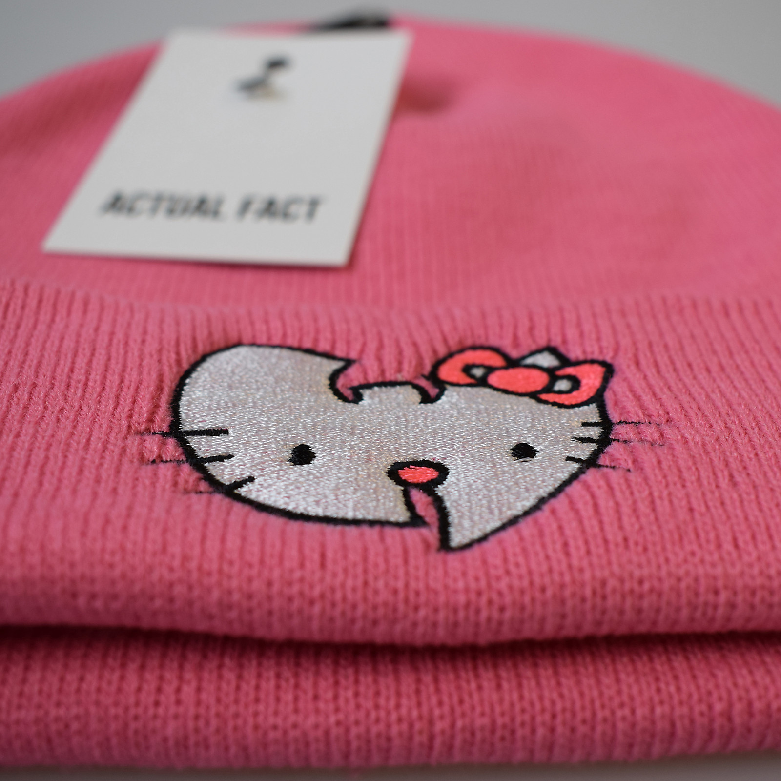 Actual Fact W x Hello Kitty Hip Hop Beanie Winter Roll Up Pink Wooly ...