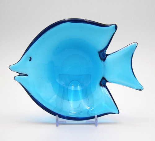 Vintage Mid-Century Modern Blue Glass Fish Shaped Bowl or Dish | eBay ...