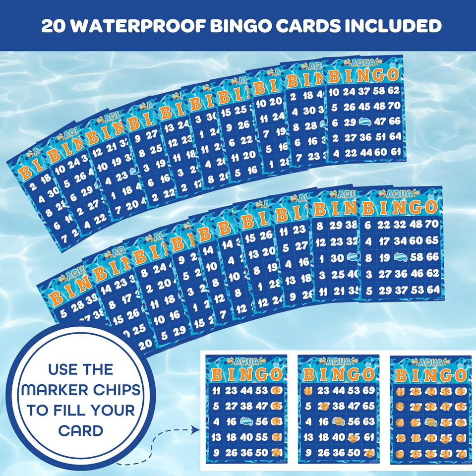 Aqua Pool Bingo Diving Game for Adults & Kids- Swim for & Call 75 ...