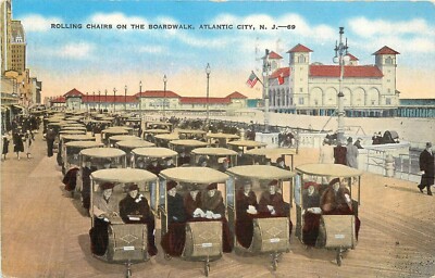 Linen Postcard; Rolling Chair Parade on the Boardwalk, Atlantic City NJ ...