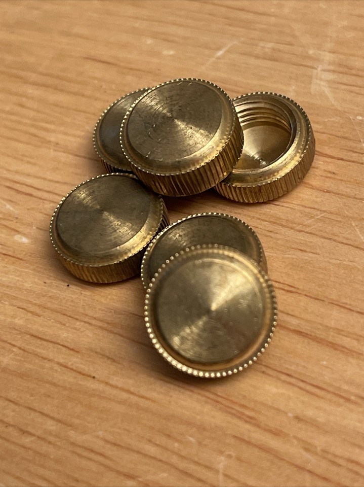 SOLID BRASS 1/8 IPS Knurled Lamp Finial ~ Bracket Cap ~ { LOT of 12 ...