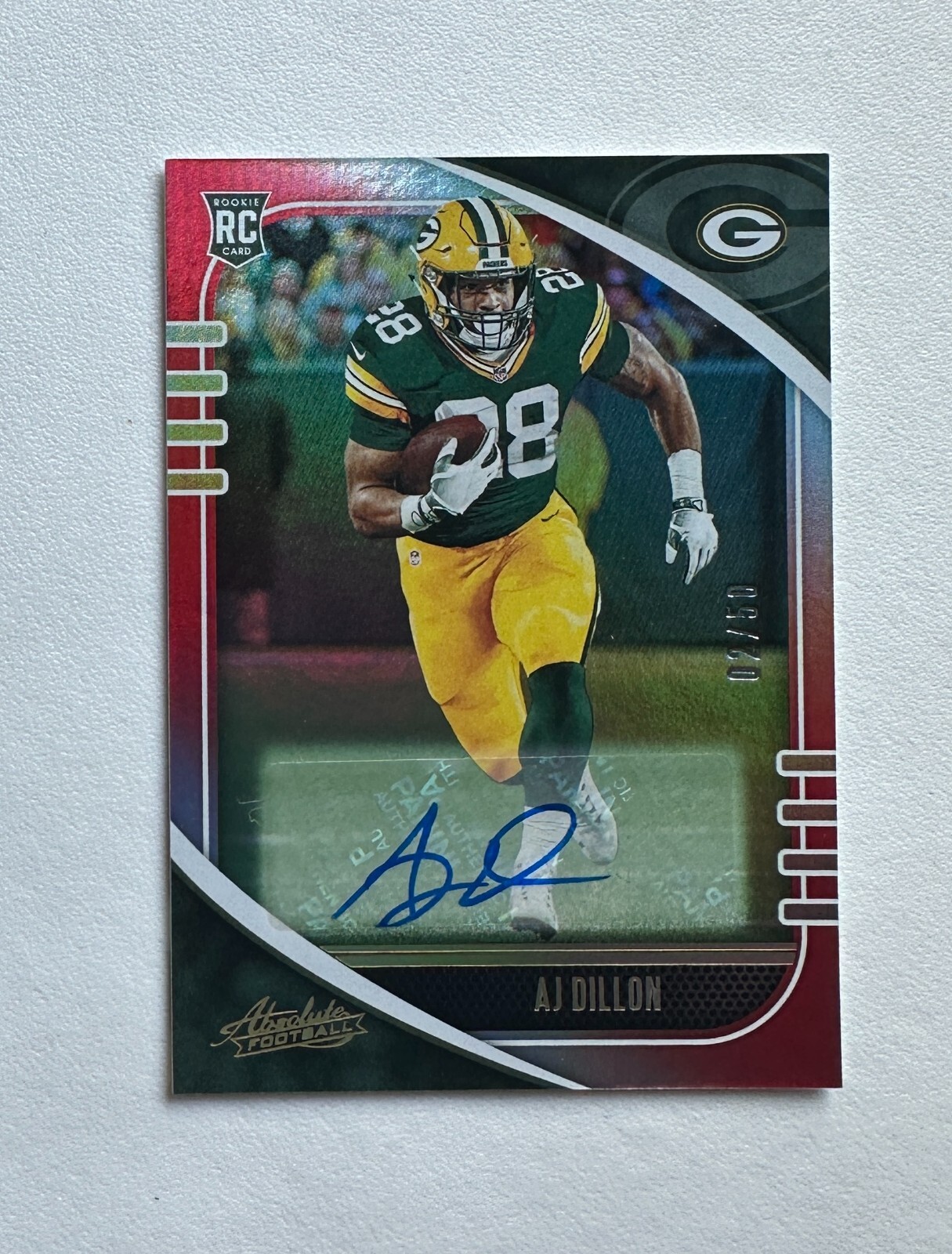 2020 Absolute Signature Rookies Spectrum Red#103 A.J. Dillon /50 Auto ...