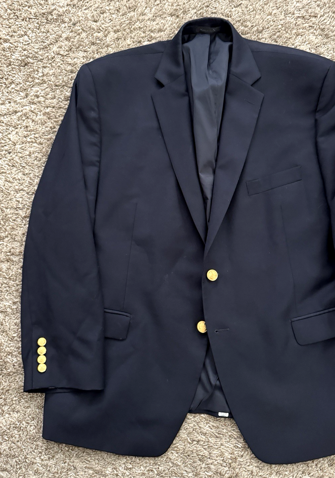 Ralph Lauren Blazer Suit Jacket Men's 46S Short Gold Button Dark Navy ...