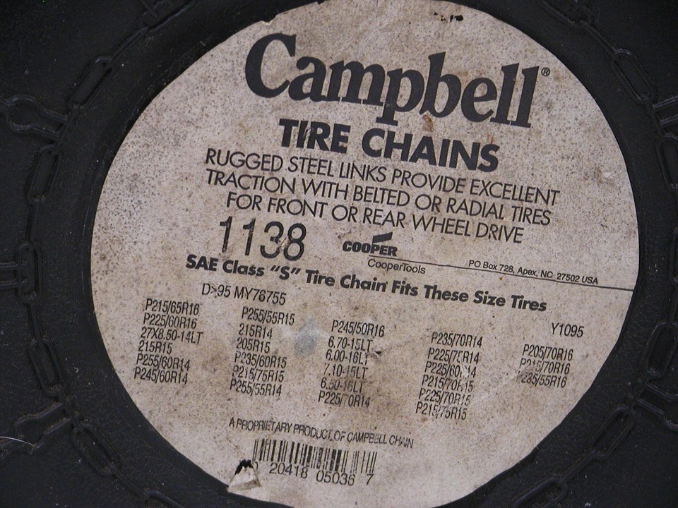 Campbell Tire Chains Model 1138 | eBay