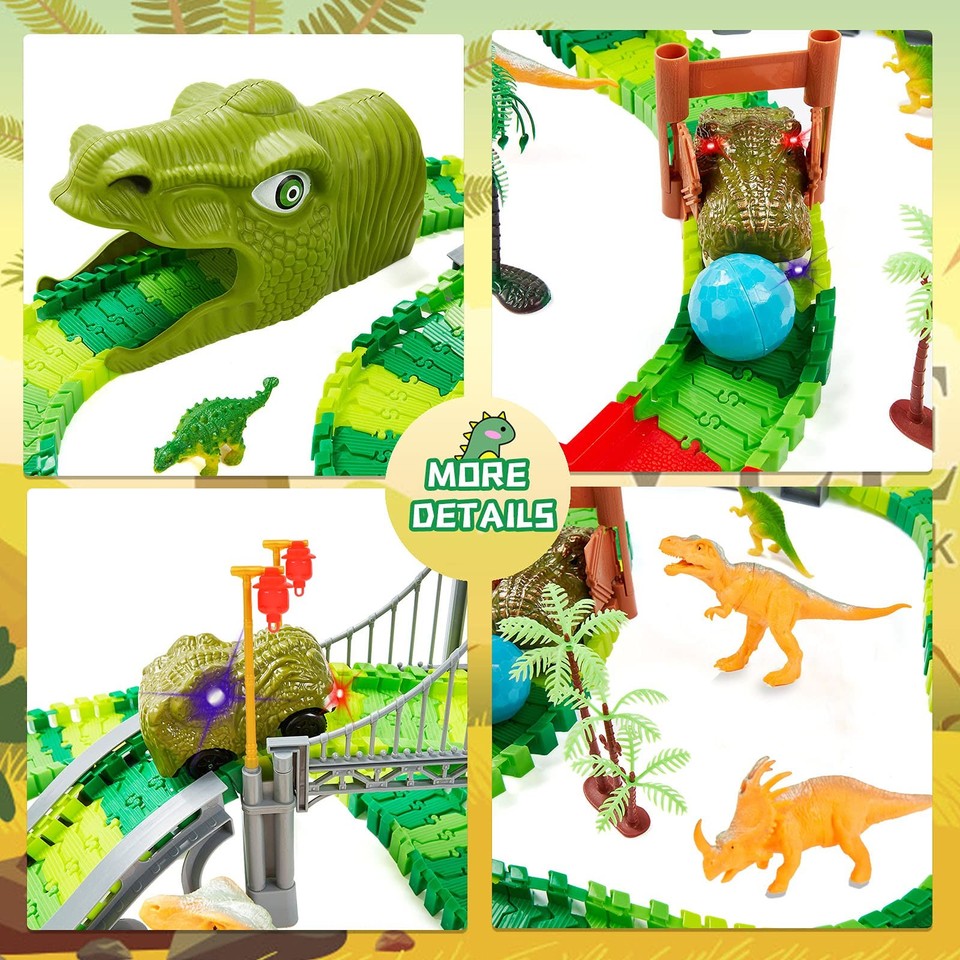 Dinosaur Toys Race Car Track, Create a Dinosaur World Road Race ...