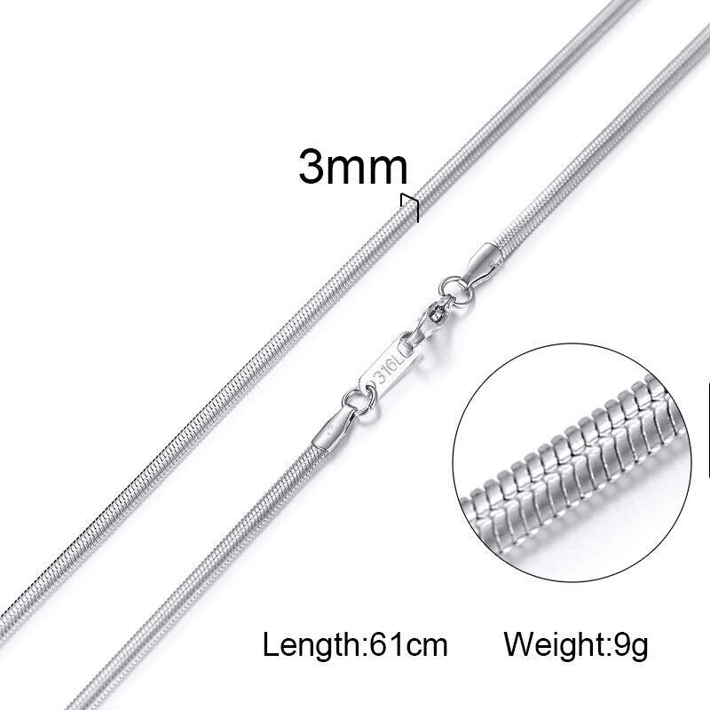 Silver Necklace Chain Snake Rolo Cable Curb Link Stainless Steel 24" w ...