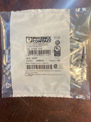 PHOENIX CONTACT 3200535 Ferrule AI 4-10 GY 100 PIECES Gray NEW Factory ...