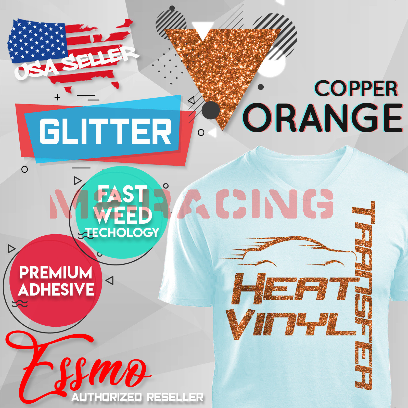 Copper Orange Glitter Heat Transfer Vinyl HTV T-Shirt 20" Heat Press ...