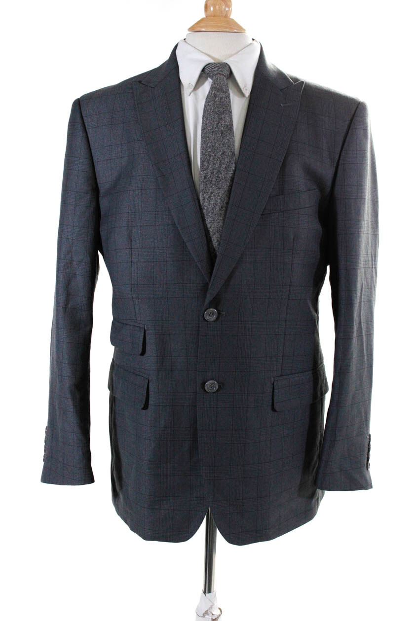 Vinci Mens Glen Print Double Button Collared Long Sle… - Gem