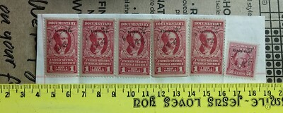 Lot of Series 1943 Red Documentary Stamps - Used-5 One Dollar And One ...