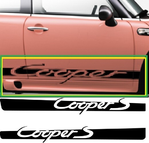 R53 MINI Cooper S MCS Side Skirt Door Racing Stripe Vinyl Stickers ...