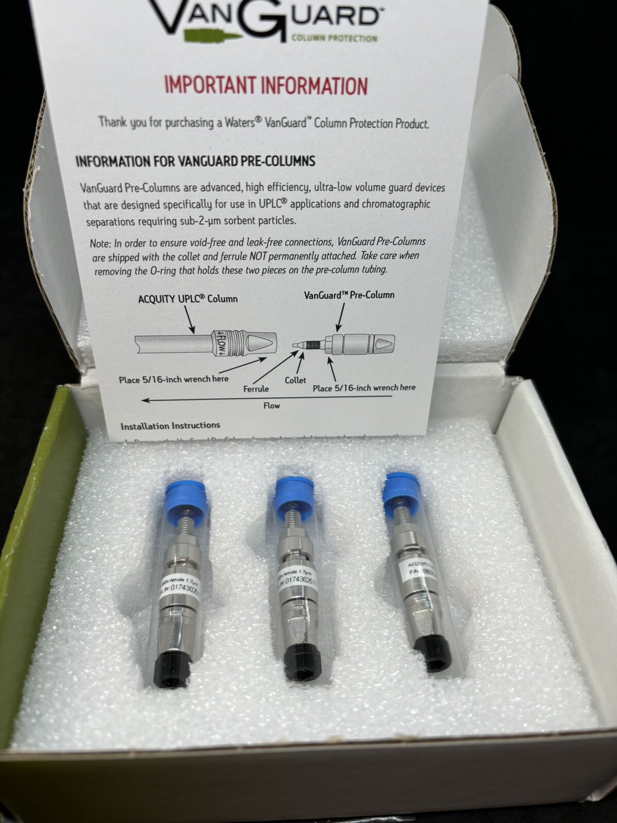 Waters ACQUITY UPLC BEH AMIDE VANGUARD PRECOLUMN 2.1 x 5 mm 3 pk 1.7um ...