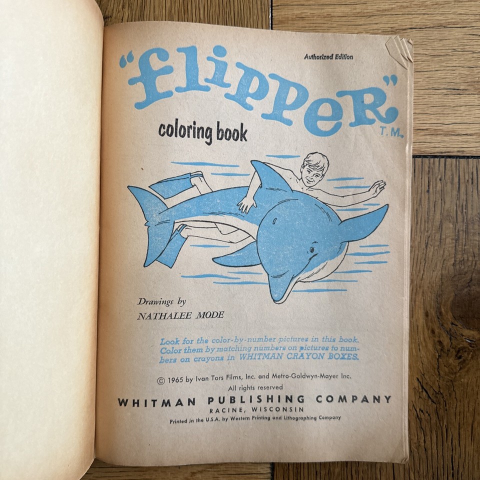 Vintage Whitman Flipper Coloring Book 1965 | eBay