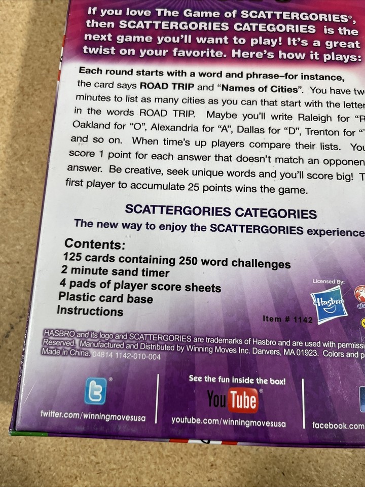 The Game Of Scattergories Categories Board Game Brand New Sealed 2013 ...
