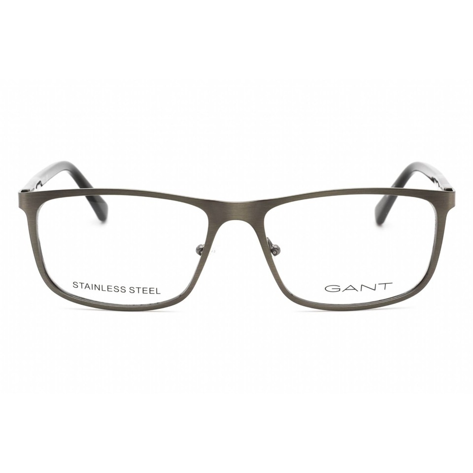 Gant Men's Eyeglasses Shiny Gunmetal Metal Rectangular Shape Frame ...