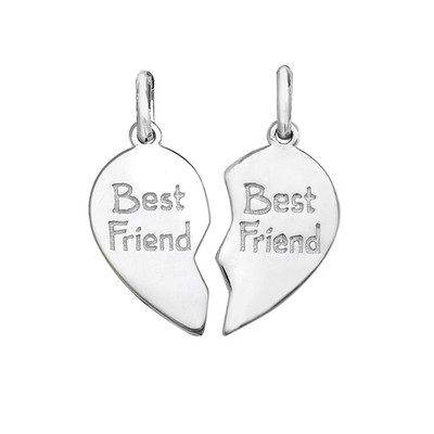 Sterling Silver ' Best Friends ' Pendant - Comes with Two silver Chains ...