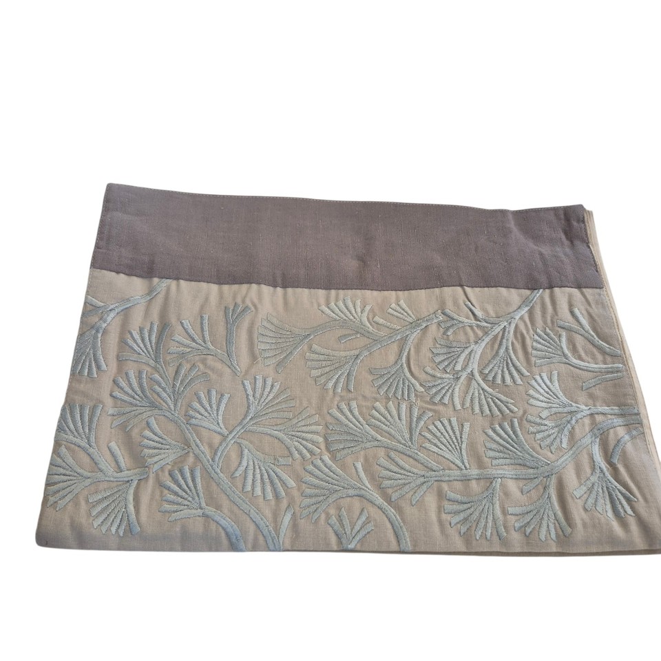 Pier one imports Embroidered Blue Tan table runner 14x72" New Lavin Bay ...