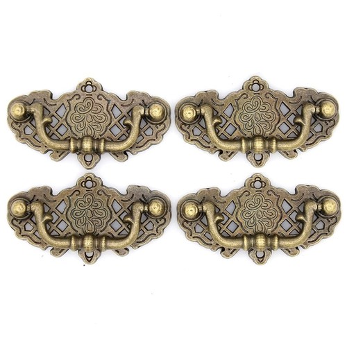4 PCs Vintage Antique Brass Bail Pull Handle for Wooden Drawer Cabinet ...
