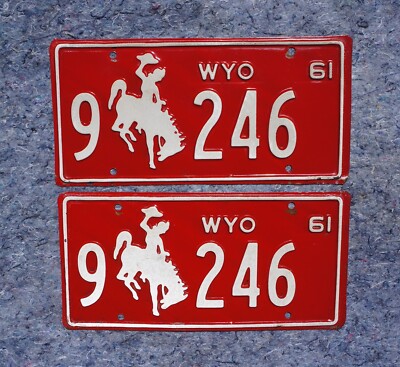 1961 Wyoming License Plate Plates PAIR / SET | eBay