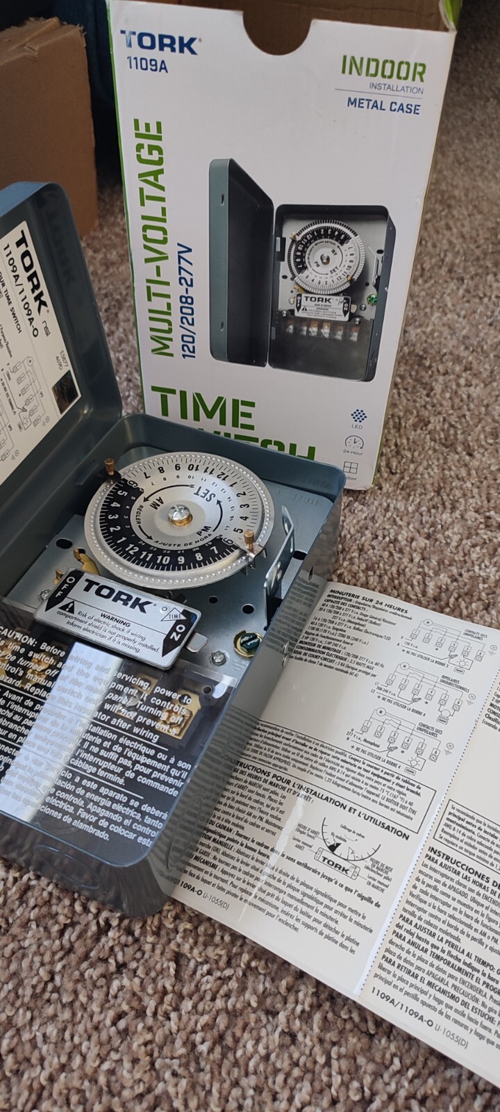 Tork 1109A-O 120-277V 40A Multi-Volt Mechanical Lighting Switch Timer ...