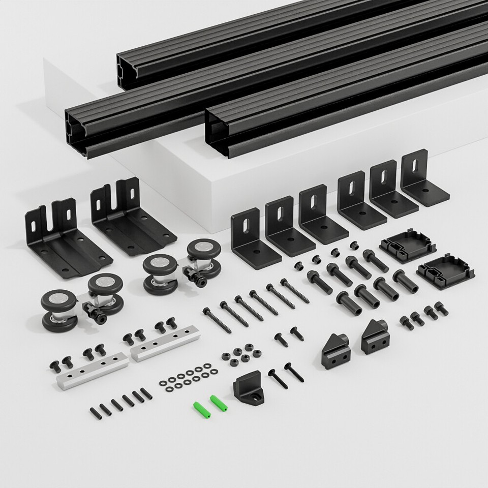 Box Rail Hardware Sliding Barn Door Track Aluminium Alloy Wall Mount ...
