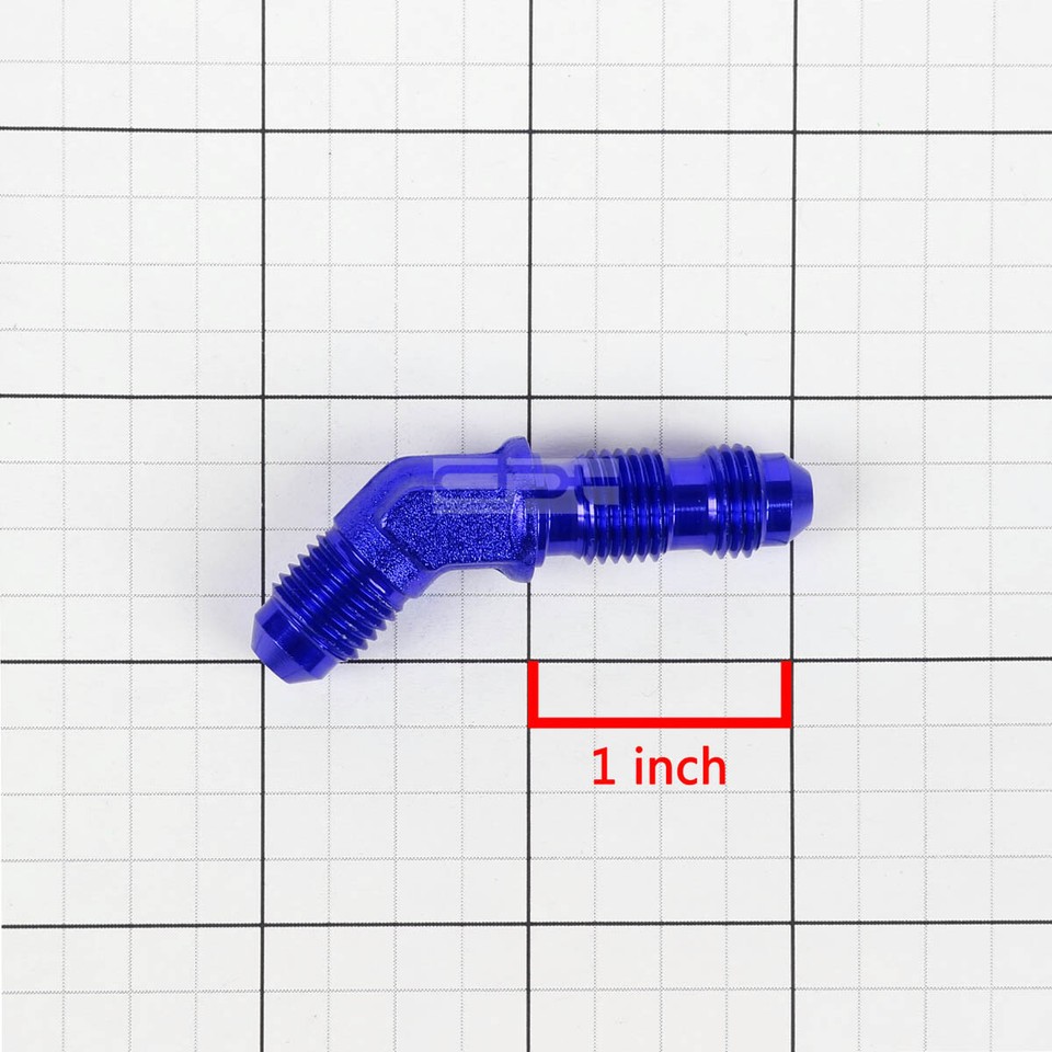 4AN AN-4 MALE THREAD 45 DEGREE BULKHEAD FLARE BLUE ALUMINUM ANODIZED ...