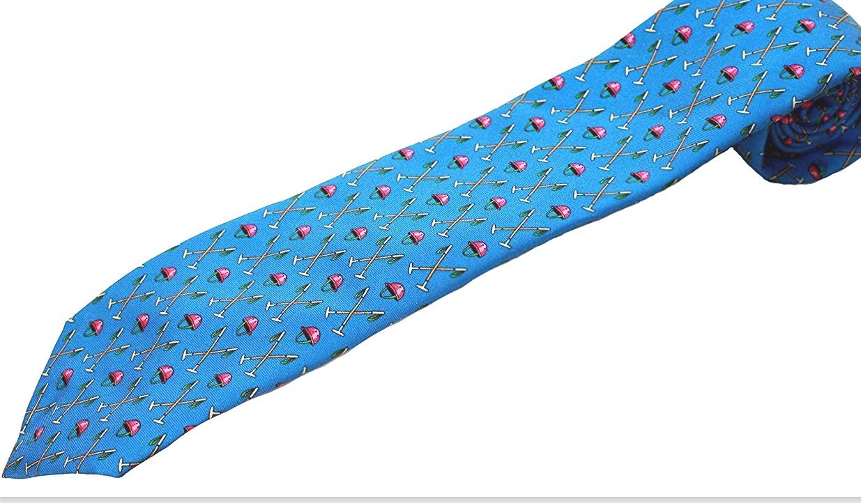 Ralph Lauren Polo Preppy Mallet Helmet Blue Tie 100% silk necktie new ...