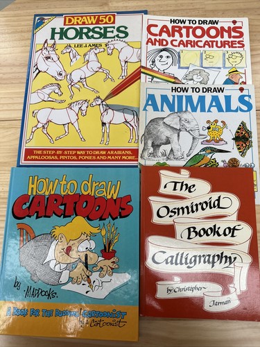 Bundle 5 X Books How To Draw & Calligraphy Books Cartoons Horses ...