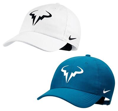 2 NIKE COURT TENNIS RAFA NADAL AEROBILL H86 HATS 850666-301 WHITE GREEN ...