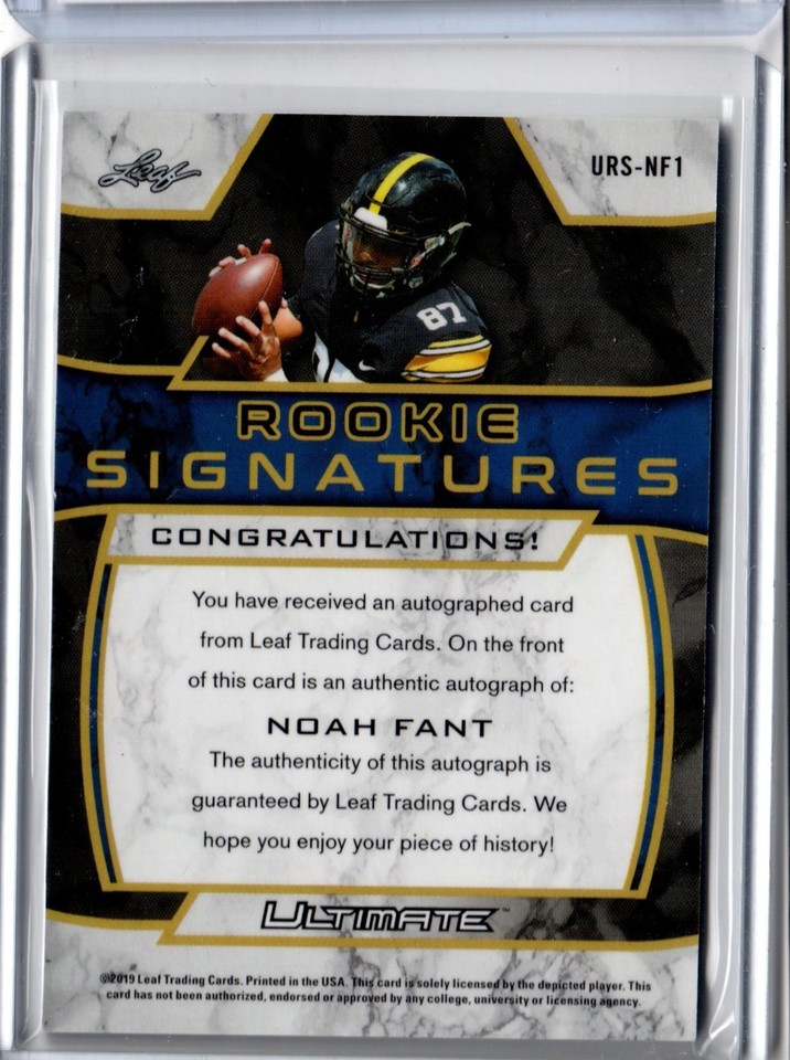 2019 Leaf Ultimate Rookie Signatures Noah Fant On Card Rookie Autograph ...