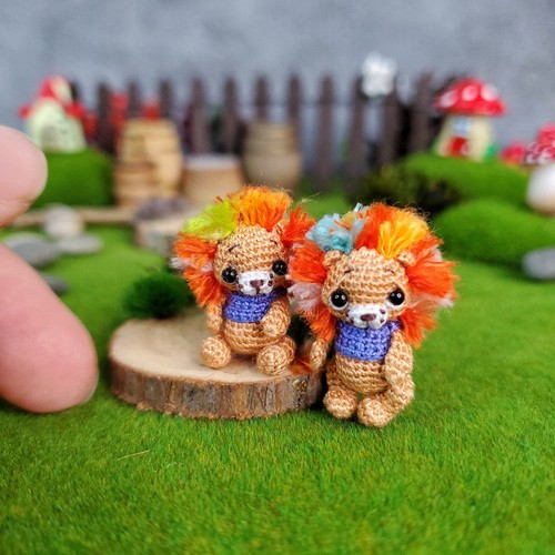 Custom Rainbow micro Lion. Dollhouse miniature. Doll pet. Microtoysby ...