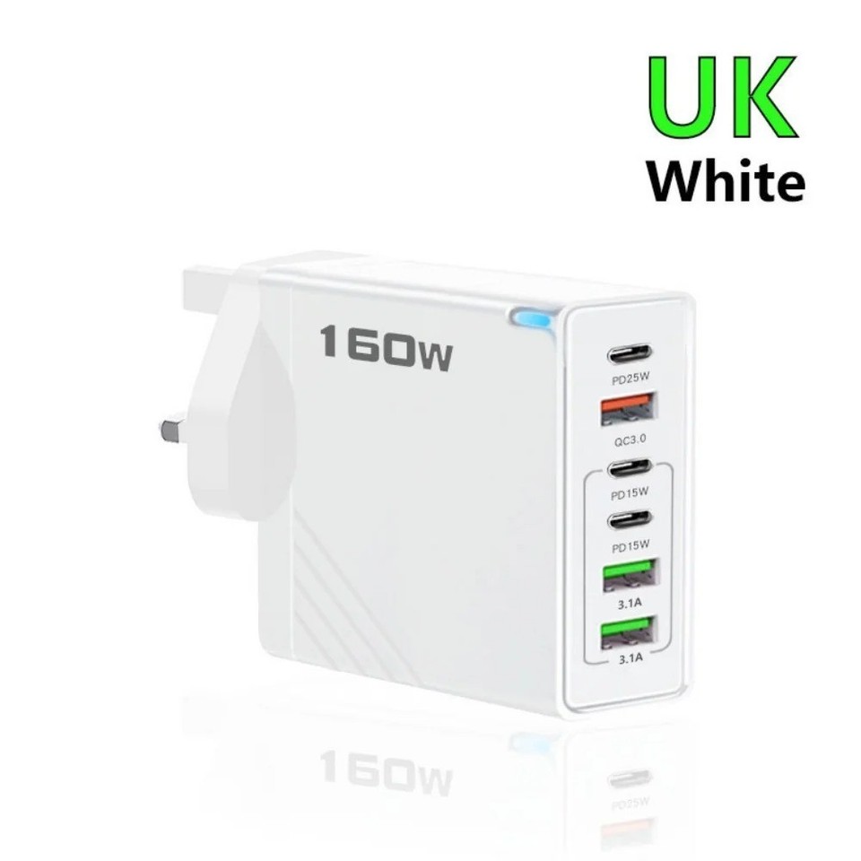 USB Phone Charger Socket Multi 6-Ports Charging Station Adapter with UK ...