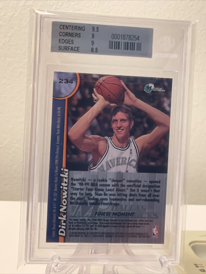 DIRK NOWITZKI BGS 9 MINT 1998 Topps Finest Rookie Card RC #234 | eBay