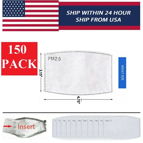150 Pack PM2.5 Filters 5 Layer Replacement For Face Mask Cover (Adult ...