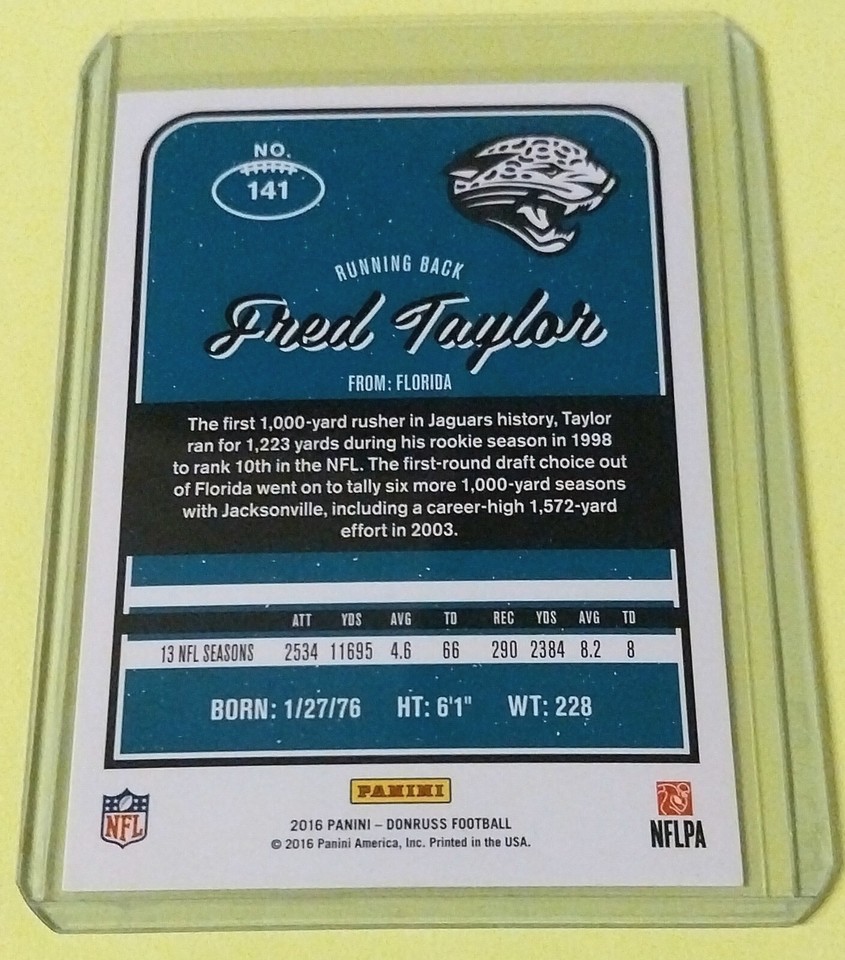 2016 Donruss #141 Fred Taylor Card NFL Jacksonville Jaguars Running ...