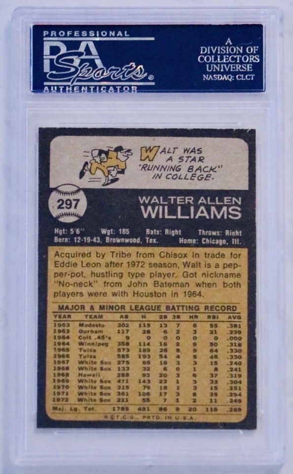 1973 Topps Walt Williams #297 PSA 8 NM-MT Cleveland Indians | eBay