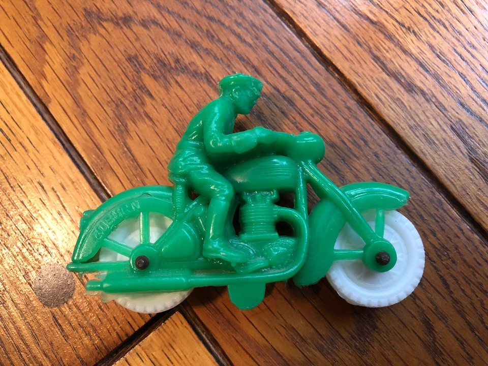 Vintage Auburn Rubber Motorcycle Toy Rare HTF Color Green w/ White ...